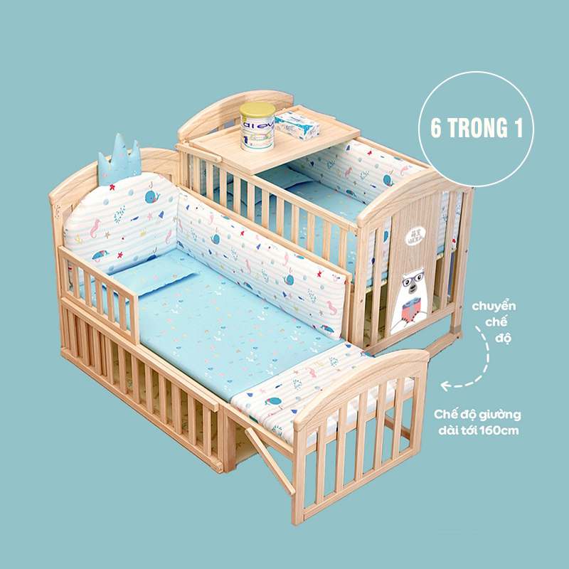 Cũi gỗ cho bé 6 trong 1 Sweet Dreams (70*120cm)