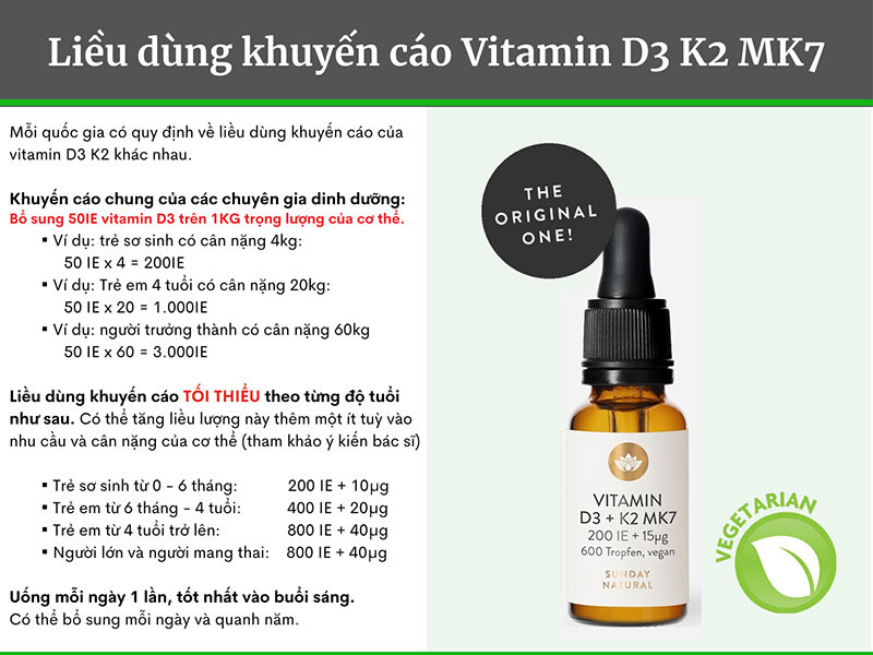 Vitamin D3 K2 MK7 Sunday Natural 16,98gr (0m+) | MBMart.com.vn