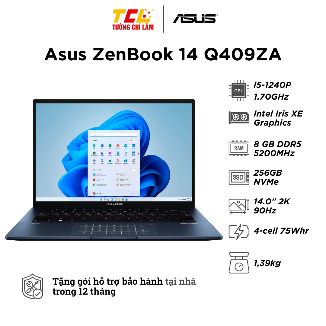 Laptop Asus ZenBook 14 Q409ZA : Laptop ultrabook hiện đại, mỏng nhẹ