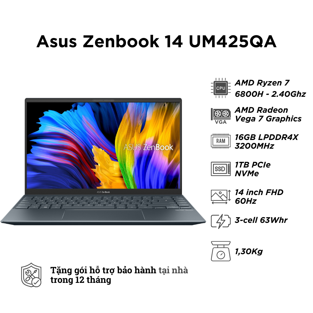 Asus Zenbook 14 UM425QA Sang Trọng, Mỏng Nhẹ, Thiết Kế Đẹp Mắt