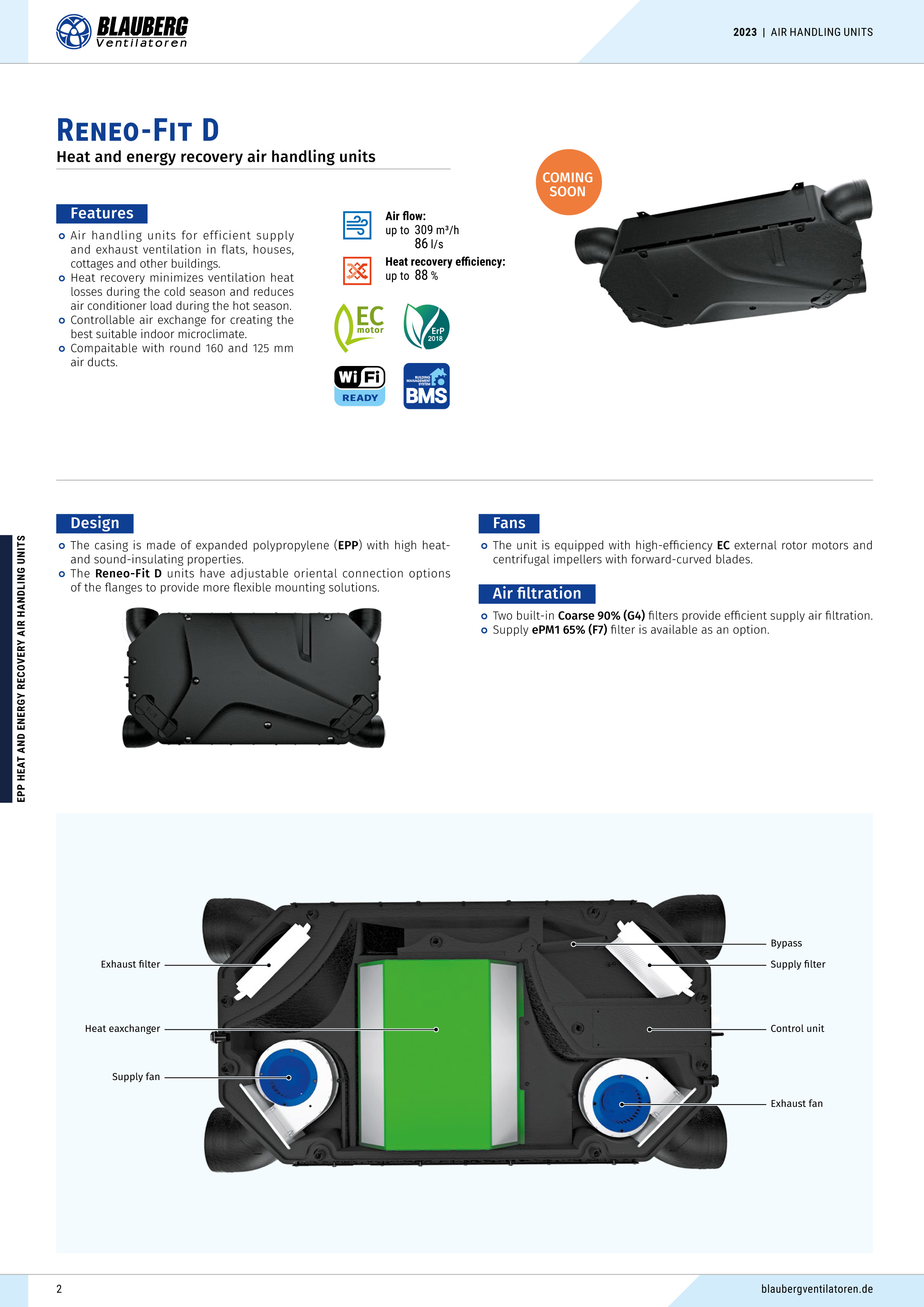 Quạt khí tươi hồi nhiệt trung tâm - Reneo-Fit D