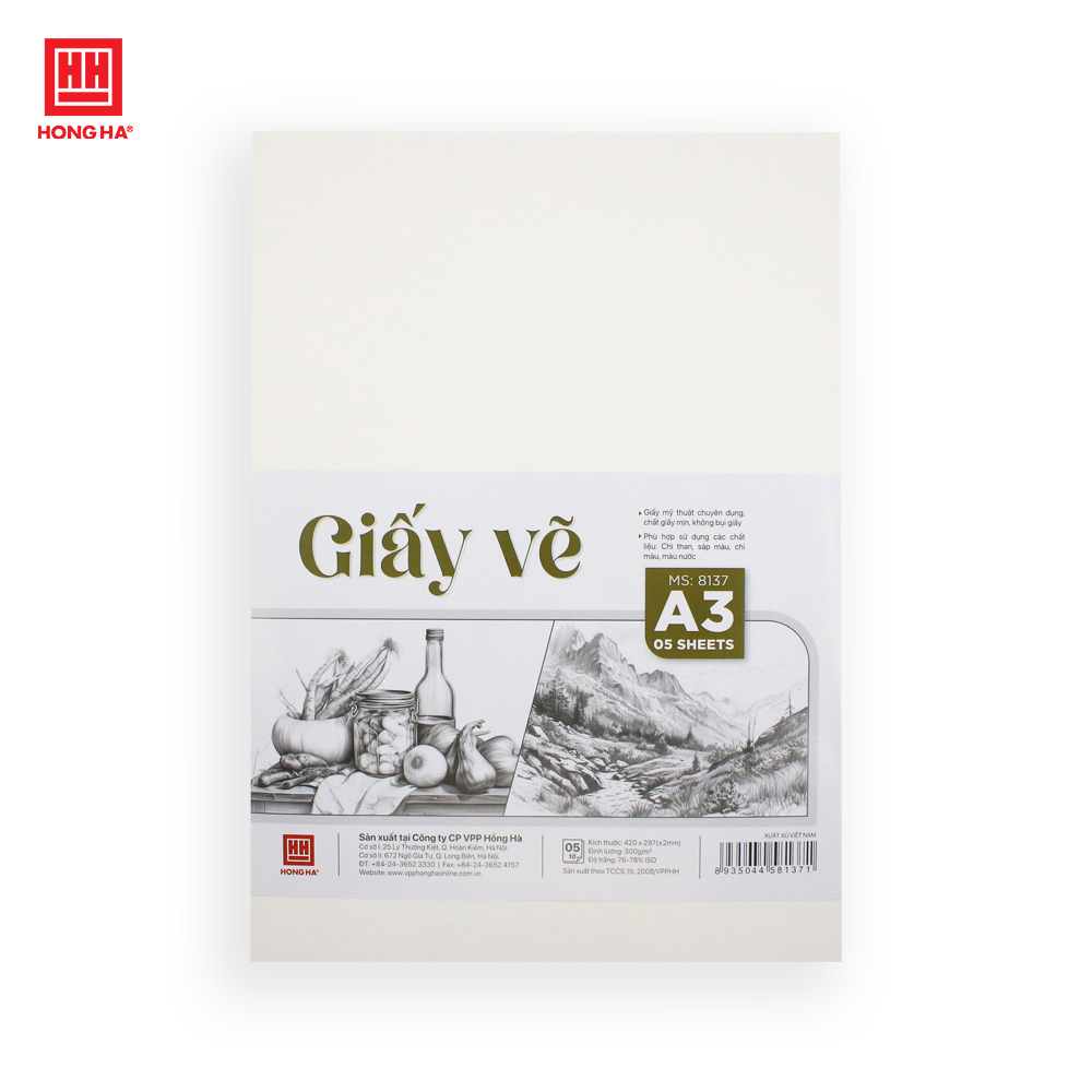 Giấy vẽ A3 Hồng Hà định lượng 300gsm - 8137