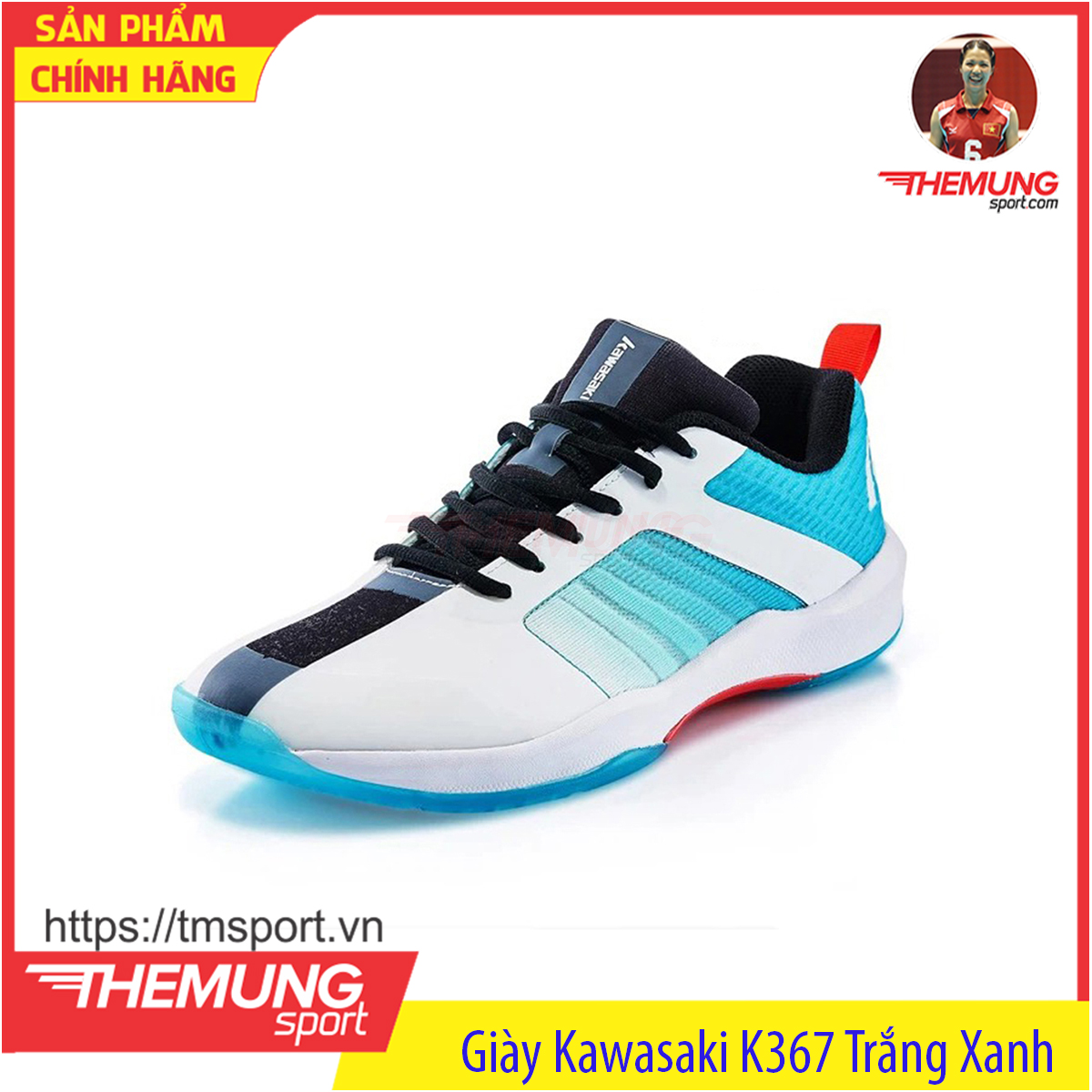 Giày Kawasaki K367 Trắng Xanh Thế Mừng Sport