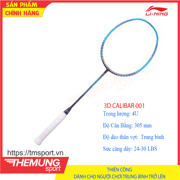 Vợt Cầu Lông LiNing 3D Calibar 001 Xanh Thế Mừng Sport