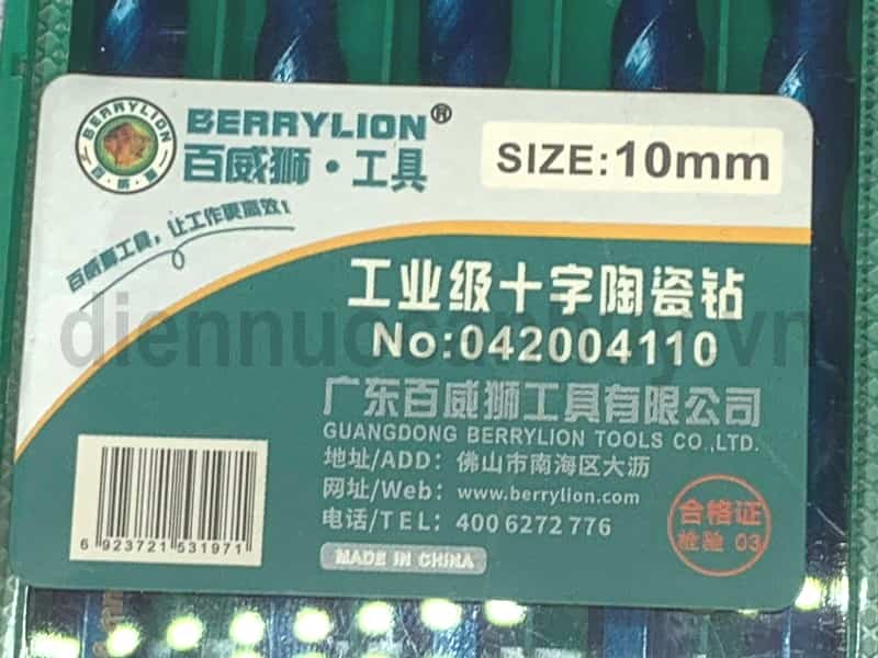 Mũi khoan gạch kính Berrylion 042004010 10mm. Đầu khoan gốm sứ chuyên ...