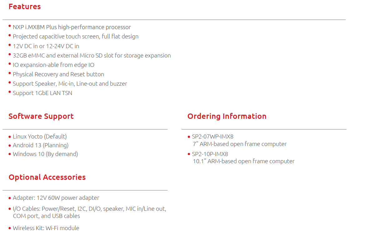 Sp2 Imx8 Series Nxp® Arm Processor Based Open Frame Computer Điện Tử Proe