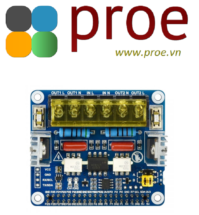 2-CH TRIAC HAT 2-CH Triac HAT for Raspberry Pi, Integrated MCU, UART / I2C | Điện tử ProE