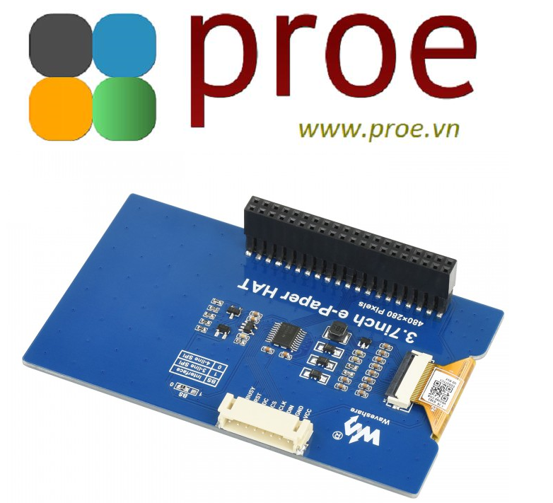 3.7inch e-Paper e-Ink Display HAT For Raspberry Pi, 480×280, Black ...