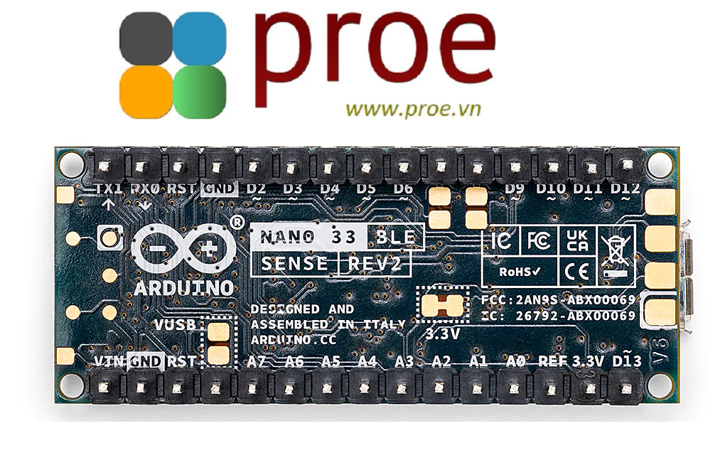 ABX00070 Arduino Nano 33 BLE Sense Rev2 with headers | Điện tử ProE