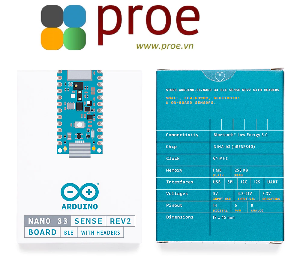Abx00070 Arduino Nano 33 Ble Sense Rev2 With Headers Điện Tử Proe