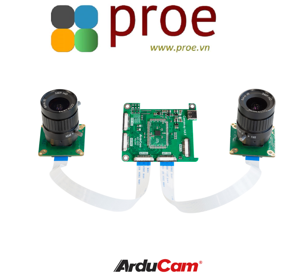 Arducam 12MP*2 Synchronized Stereo Camera Bundle Kit for Raspberry Pi, Two 12.3MP IMX477 Camera ...