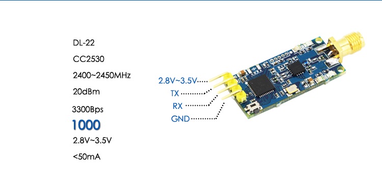 UART CC2530 ZigBee Module DL-22 +PA ANTEN | Điện tử ProE