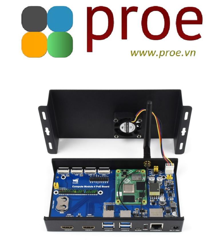 PoE Mini-Computer Based on Raspberry Pi Compute Module 4 (NOT Included), Metal Case, With ...