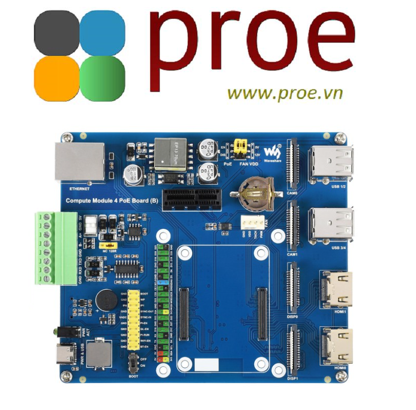 Raspberry Pi Compute Module 4 IO Board With PoE Feature (Type B), for ...