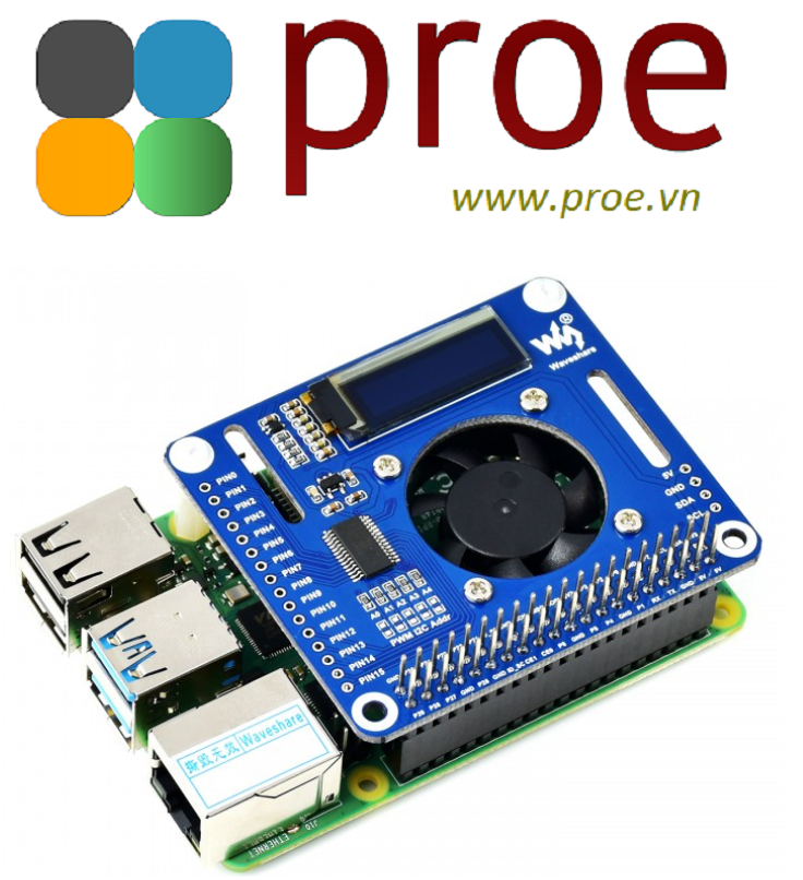Fan HAT PWM Controlled Fan HAT for Raspberry Pi, I2C, Temperature Monitor | Điện tử ProE