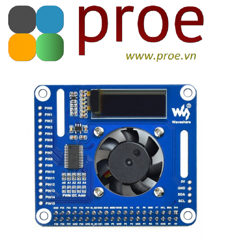 Fan HAT PWM Controlled Fan HAT for Raspberry Pi, I2C, Temperature Monitor | Điện tử ProE