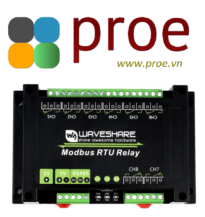 Modbus RTU Relay (EN) Industrial Modbus RTU 8-ch Relay Module, RS485 ...