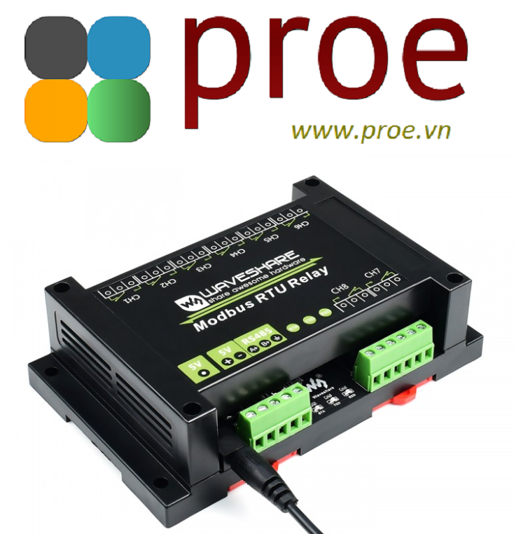 Modbus RTU Relay (EN) Industrial Modbus RTU 8-ch Relay Module, RS485 ...