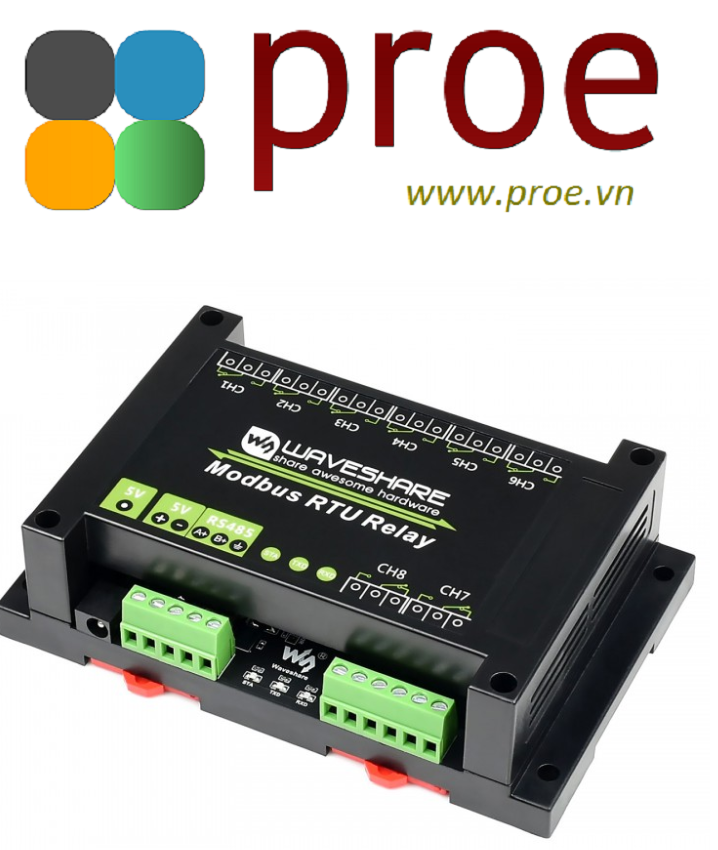 Modbus RTU Relay (EN) Industrial Modbus RTU 8-ch Relay Module, RS485 ...