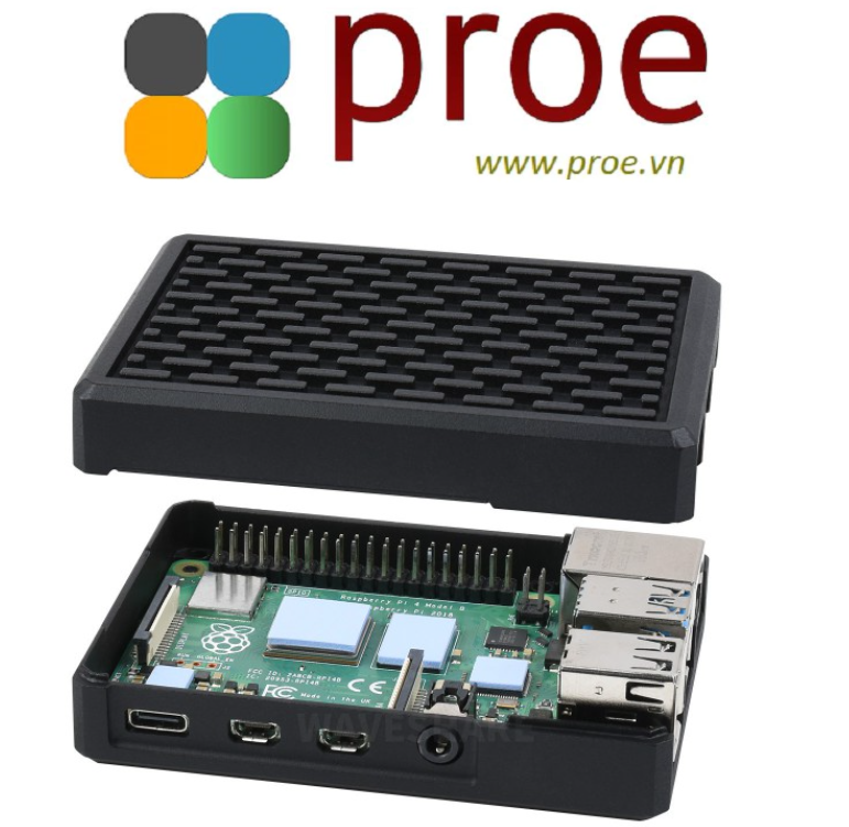 Aluminum Grid Grooved Case for Raspberry Pi 4, Inner Heatsink Pillars ...