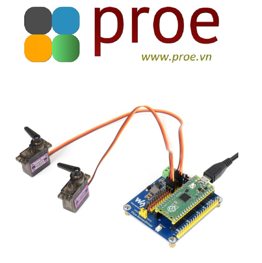 Servo Driver Module for Raspberry Pi Pico, 16-ch Outputs, 16-bit Resolution | Điện tử ProE