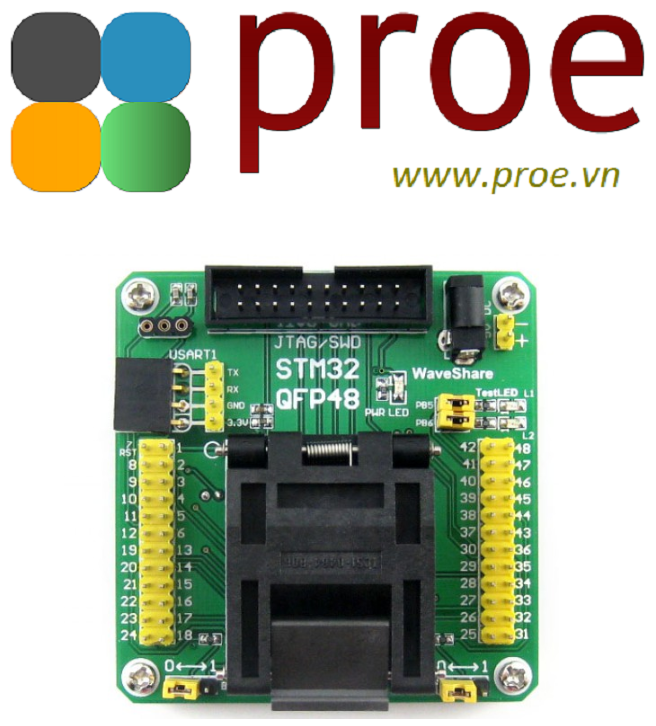 STM32-QFP48 STM32-QFP48, Programmer Adapter Yamaichi | Điện tử ProE