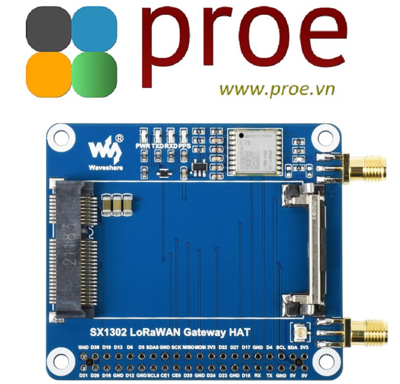 SX1302 LoRaWAN Gateway HAT for Raspberry Pi, SX1302 868M GNSS Module | Điện tử ProE