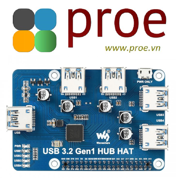 USB 3.2 Gen1 HUB HAT USB 3.2 Gen1 HUB HAT for Raspberry Pi, 4x USB 3.2 ...