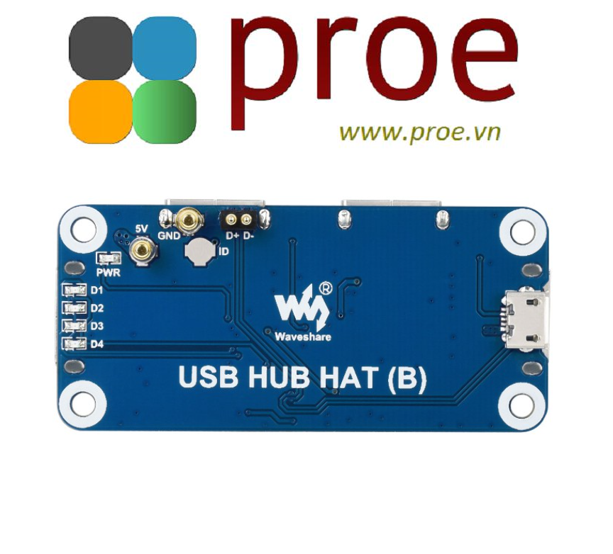 USB HUB HAT (B) for Raspberry Pi Series, 4x USB 2.0 Ports | Điện tử ProE