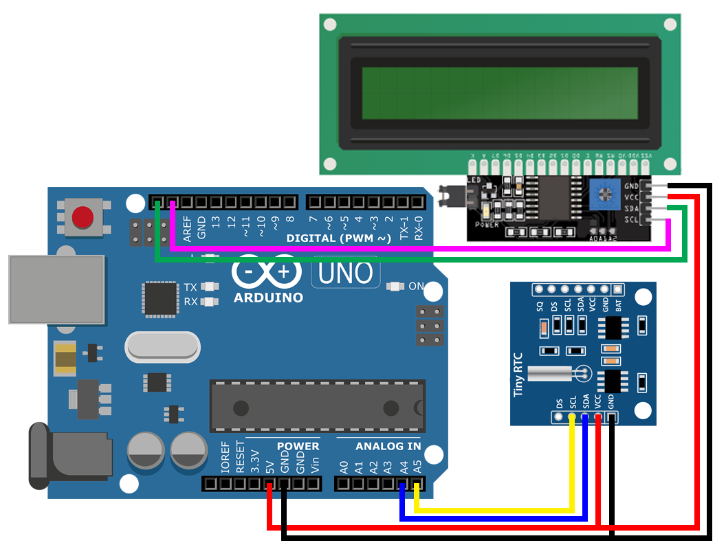 Hiển Thị Thời Gian Thực Rtc Ds1307 Lên Lcd16x2 Bằng Giao Tiếp I2c Trong Môi Trường Arduino