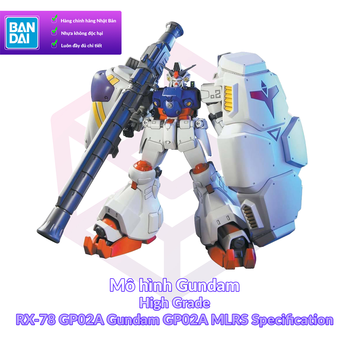 Mô Hình Gundam Bandai HG 075 RX-78 GP02A Gundam GP02A Type MLRS 1/144 Gundam 0083 [GDB] [BHG]