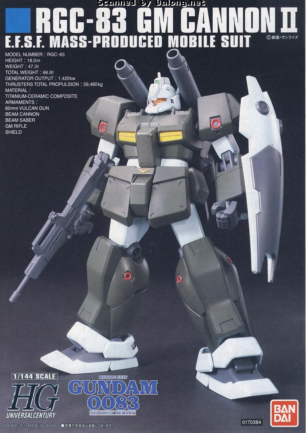 Mô Hình Gundam Bandai HG 125 RGC-83 GM Cannon II 1/144 Gundam 0083 [GDB] [BHG]