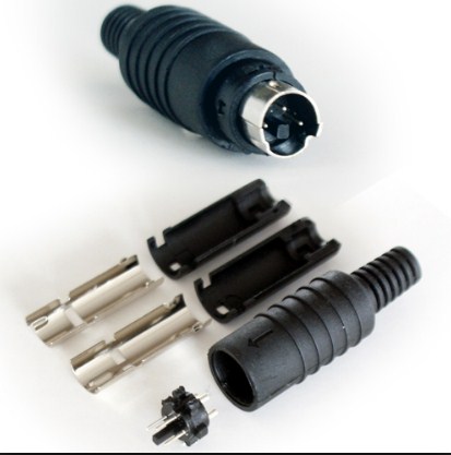 Rắc Hàn Cáp 3 Pin Mini Din Male Connector For PLC Program Black Rắc Mạ ...