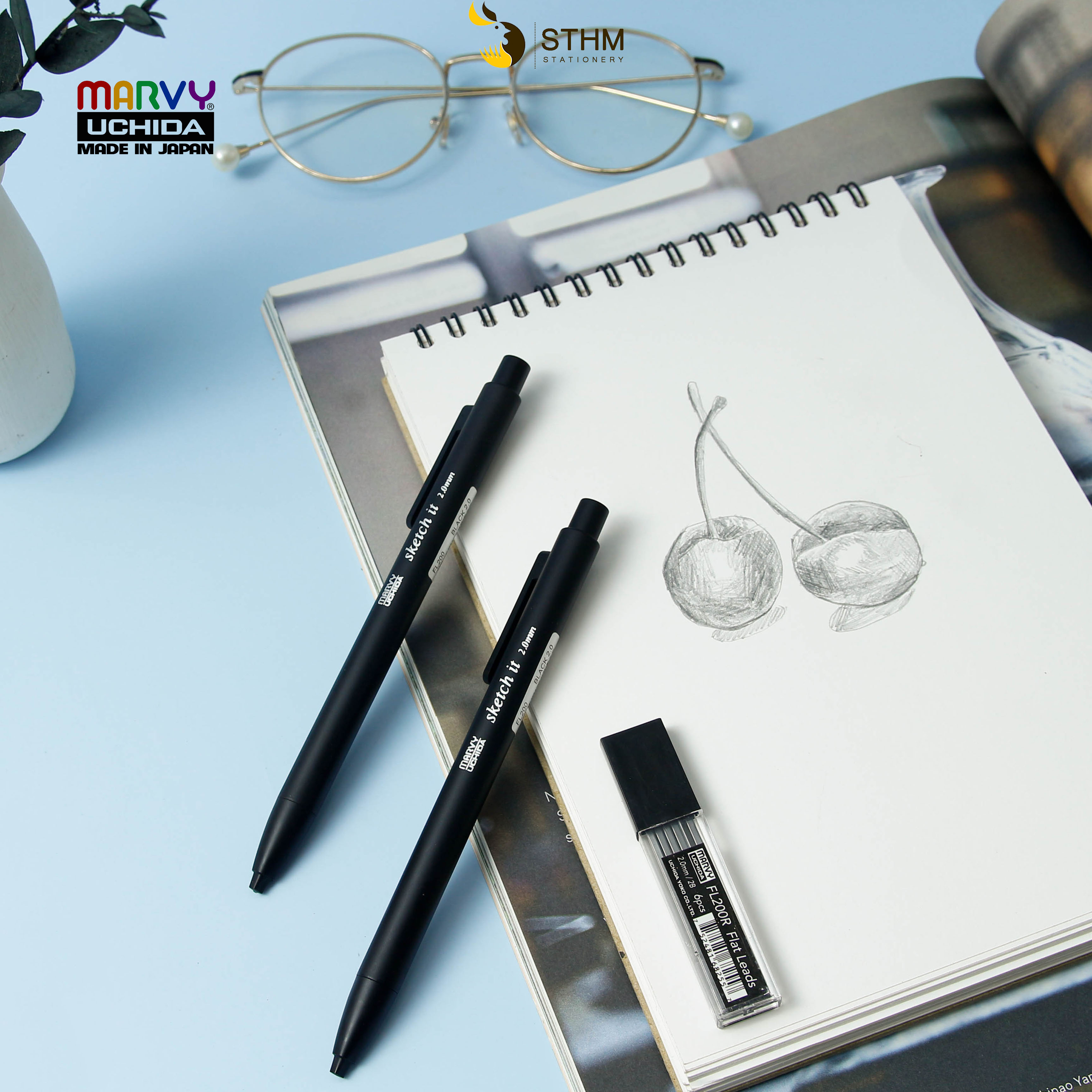 Bút Chì Bấm Marvy Uchida FL200 Ngòi dẹp 2mm STHM.VN