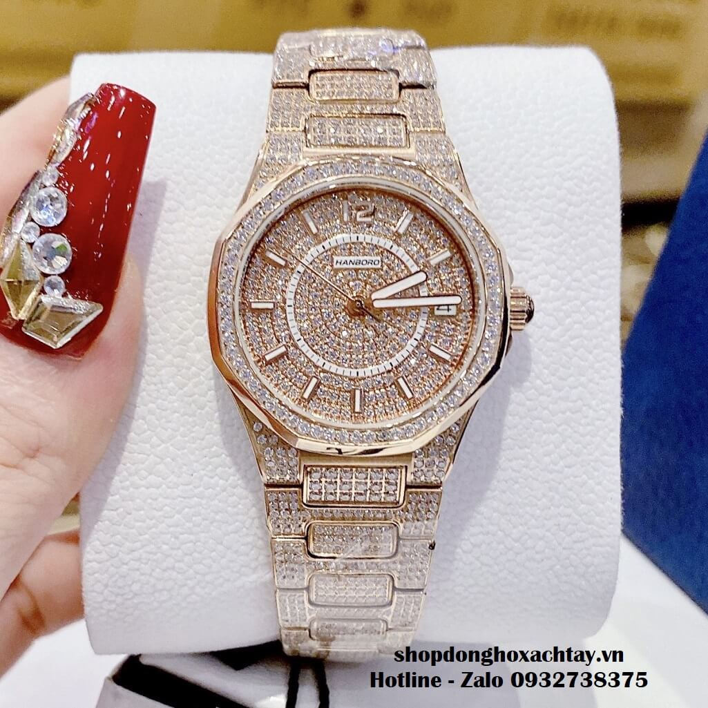 Đồng Hồ Hanboro Nữ Đính Đá Rose Chính Hãng HBR-812L 34mm Shop Đồng Hồ ...