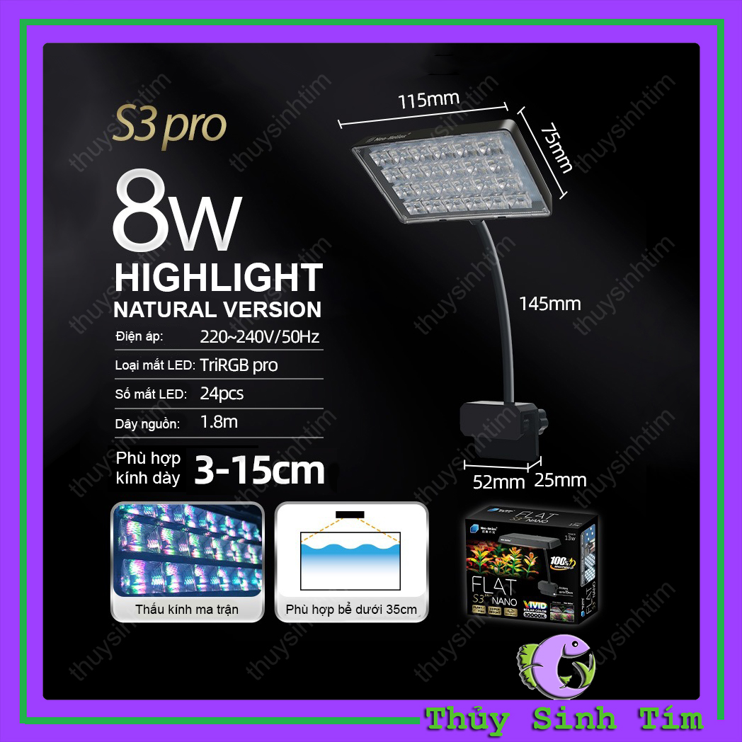 Đèn Flat Nano S3 | Thủy Sinh Tím