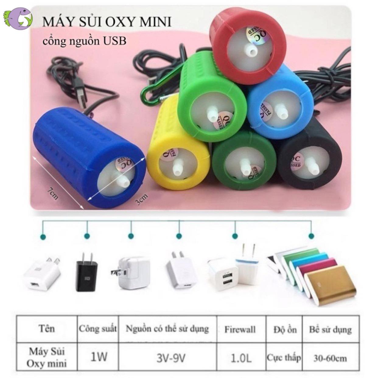 Máy Sủi Oxy Mini Siêu Êm USB | Thủy Sinh Tím