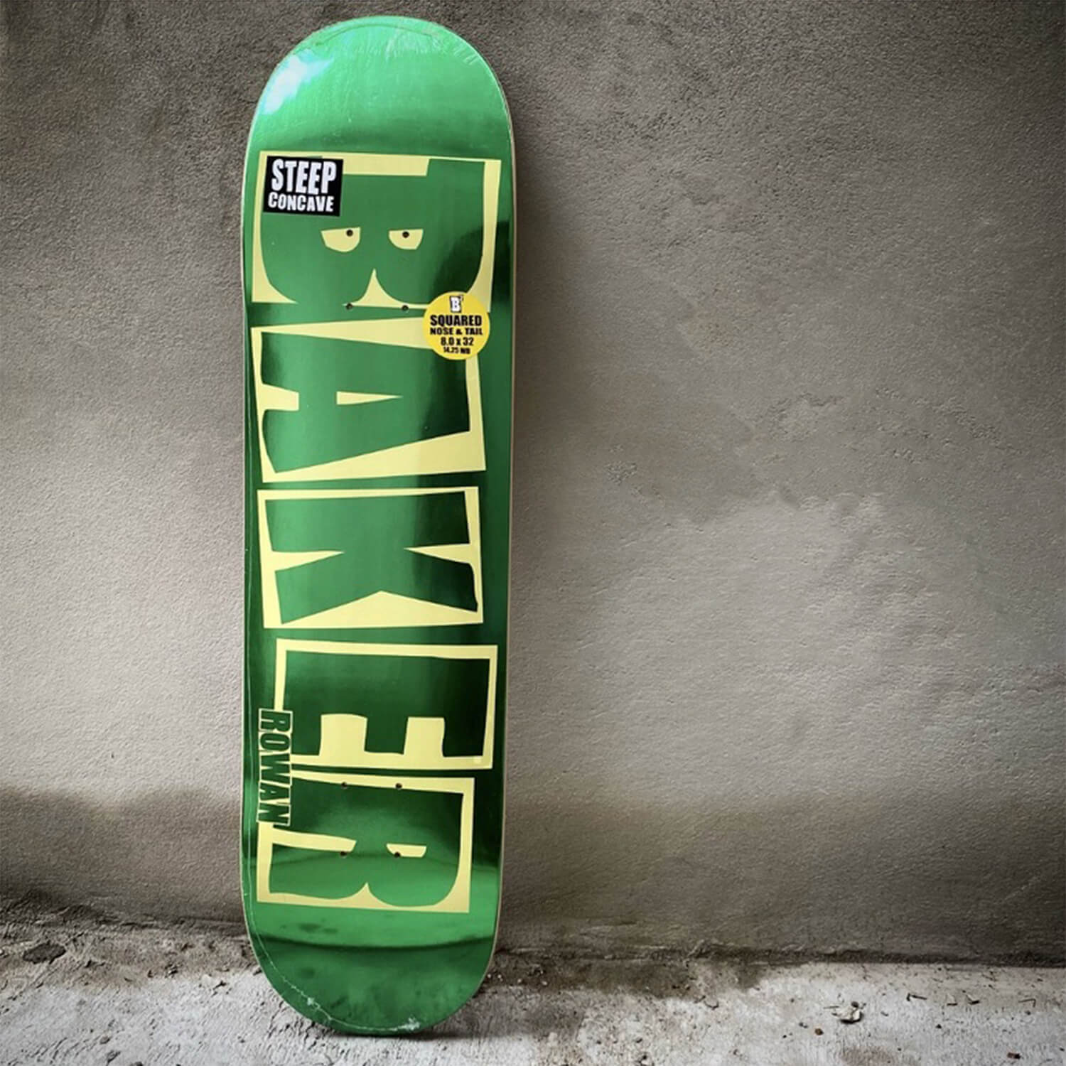 BAKER ROWAN BRAND LOGO GREEN FOIL B2 DECK 8.0