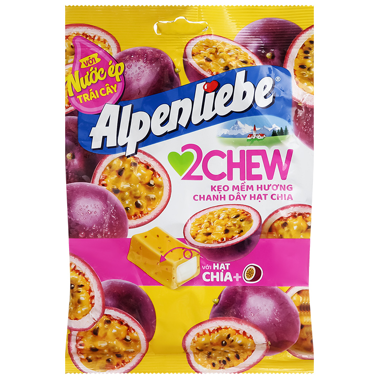 Kẹo mềm Alpenliebe 2 Chew vị Chanh dây Hạt Chia gói 84gr | Can.D ...