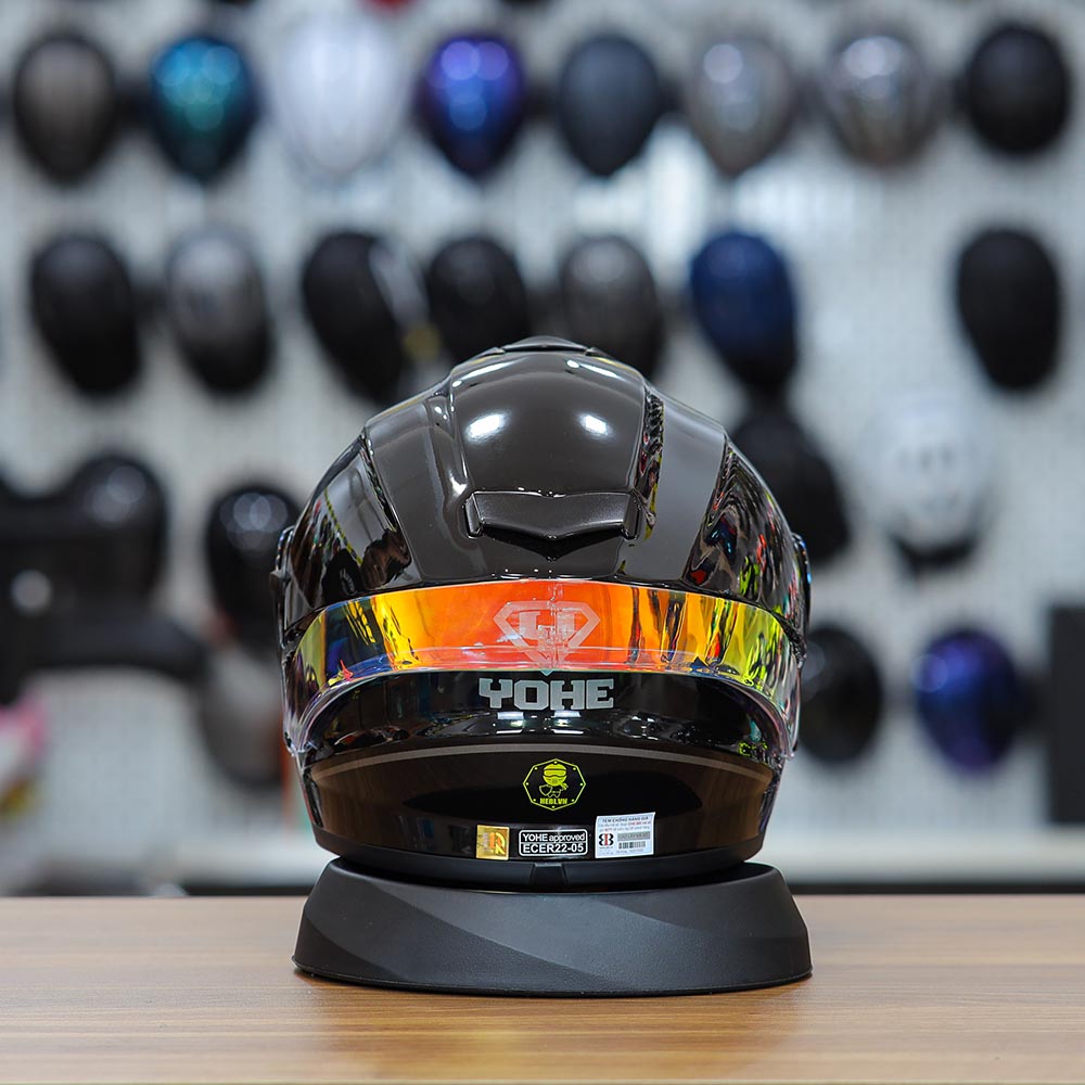 Full Combo Mũ YOHE 981 Đen Bóng + Kính Màu Titan + Đuôi Gió GPRR ...