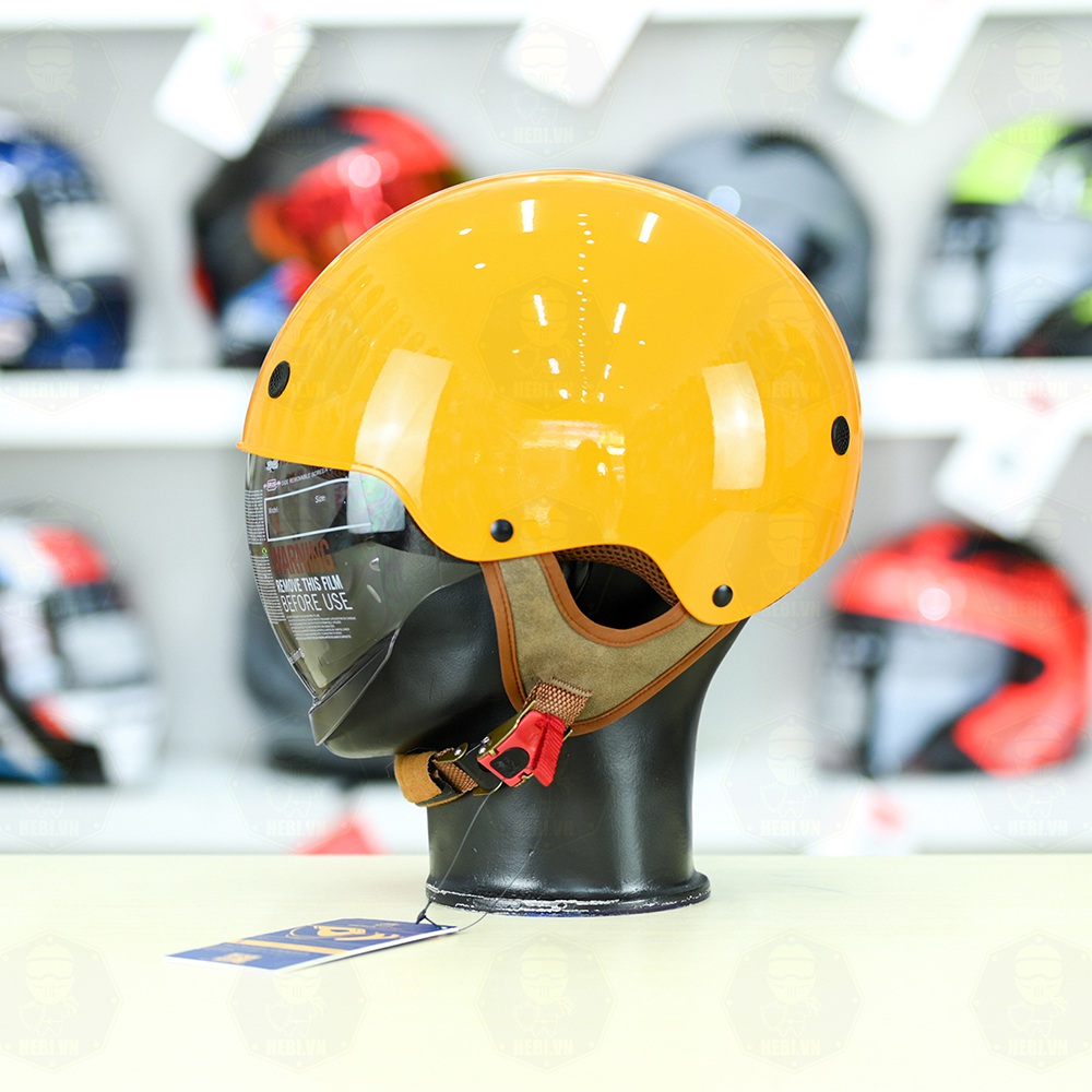Mũ 1/2 kính âm Royal M239 Vàng Bóng FREESHIP Hello Biker Mũ Bảo Hiểm Đồ ...