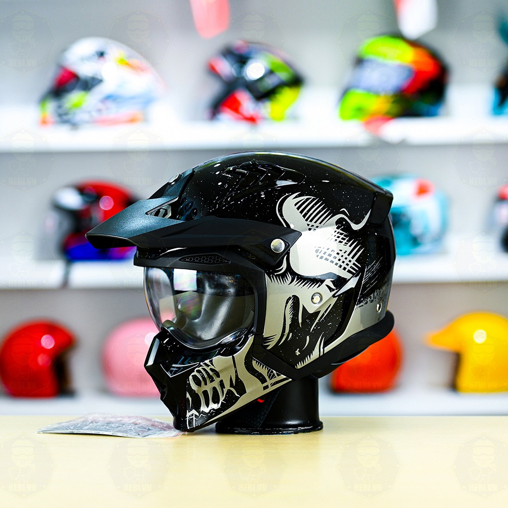 Mũ Fullface Yohe 890 NAVI T1 Đen Xám Bóng FREESHIP Hello Biker Mũ Bảo Hiểm Đồ Bảo Hộ Biker