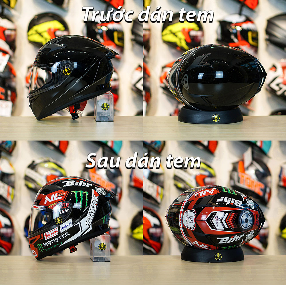 Tem Decal Shark Monster Đen Đỏ Cho Nón Fullface - Không Nón - FREESHIP ...