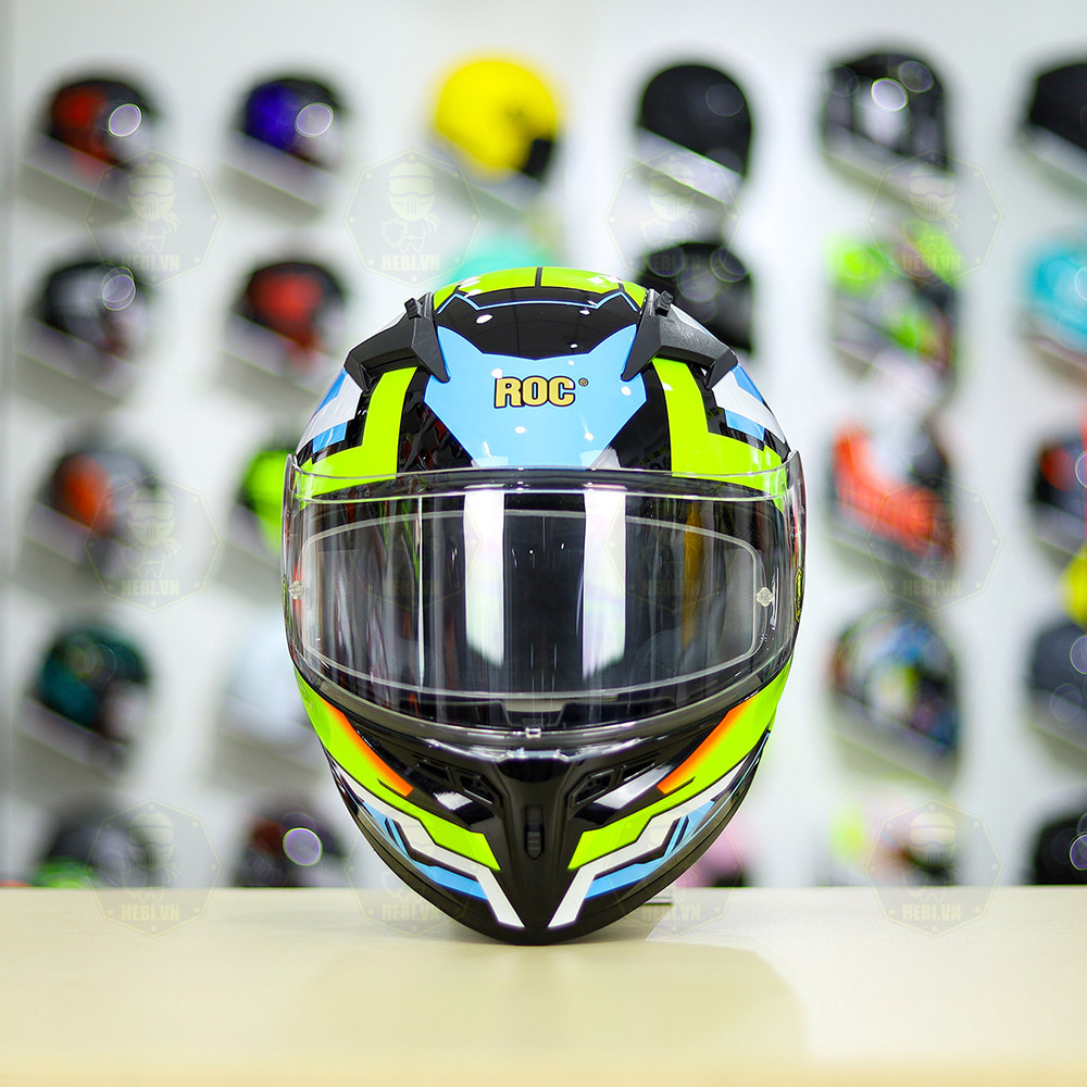 Mũ Fullface ROC 01 978 Tem V2 Vàng Xanh Lido Bóng FREESHIP Hello Biker ...