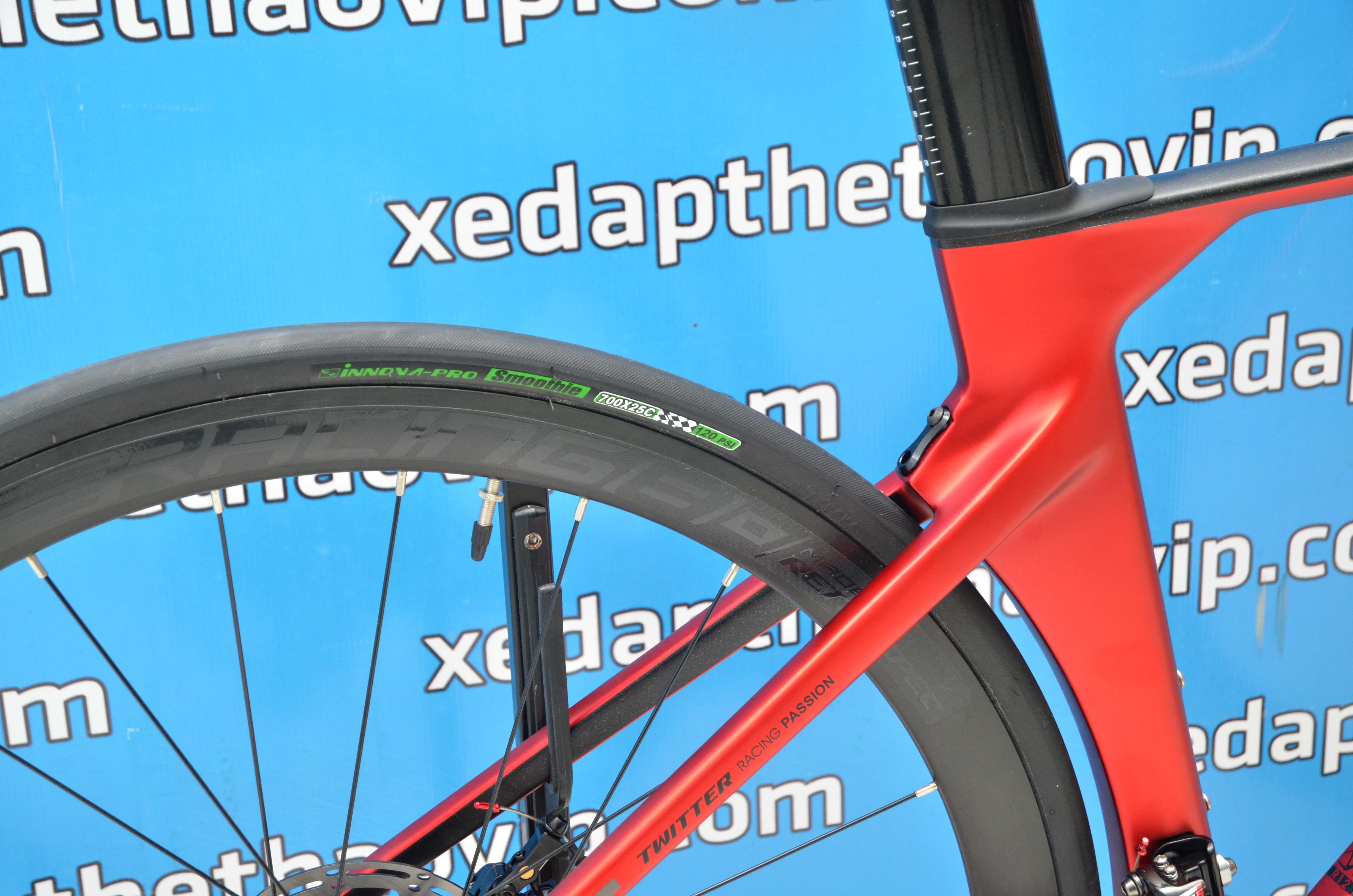 Xe Đạp Đua TWITTER R12 RS-22: Khung+Càng+Cọc yên = Carbon, Tay lái liền ...