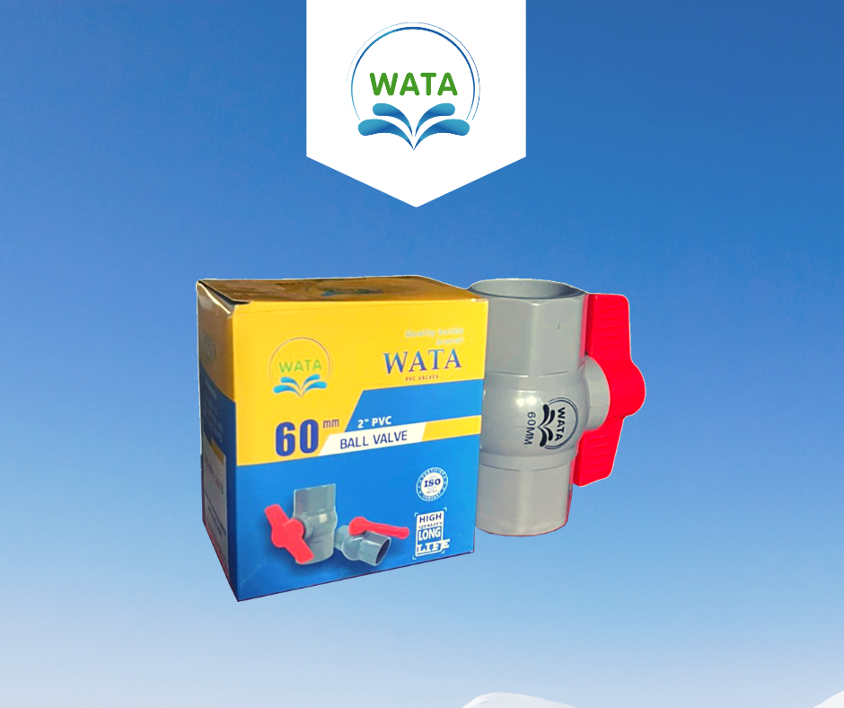 Van bi nhựa PVC tay đỏ phi 60mm - ren trong - WATA
