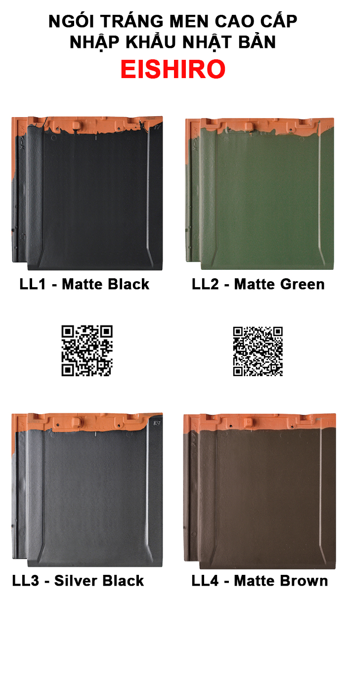 Ngói phẳng tráng men nhập khẩu Nhật Bản Eishiro Roman LL40 Hyper-Z