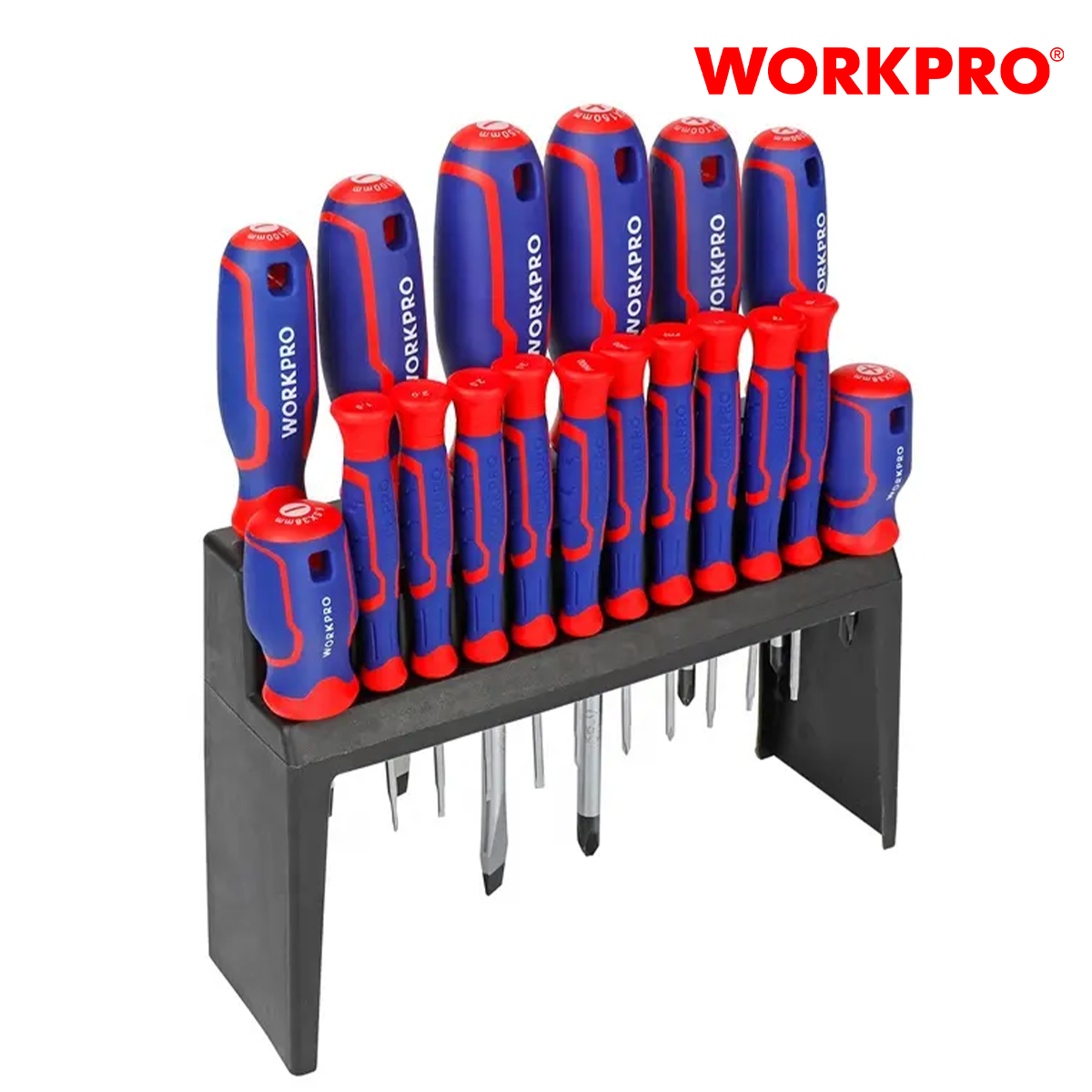 Bộ Tua vít 18 cái gồm các tua vít đầu hình hoa khế, đầu dẹt, đầu sao, thép hợp kim CR-V Workpro ...