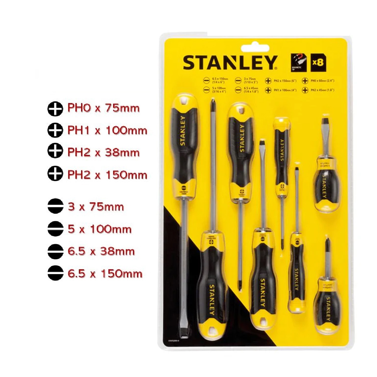 Bộ tô vít 8 cây, có từ STANLEY STMT66673