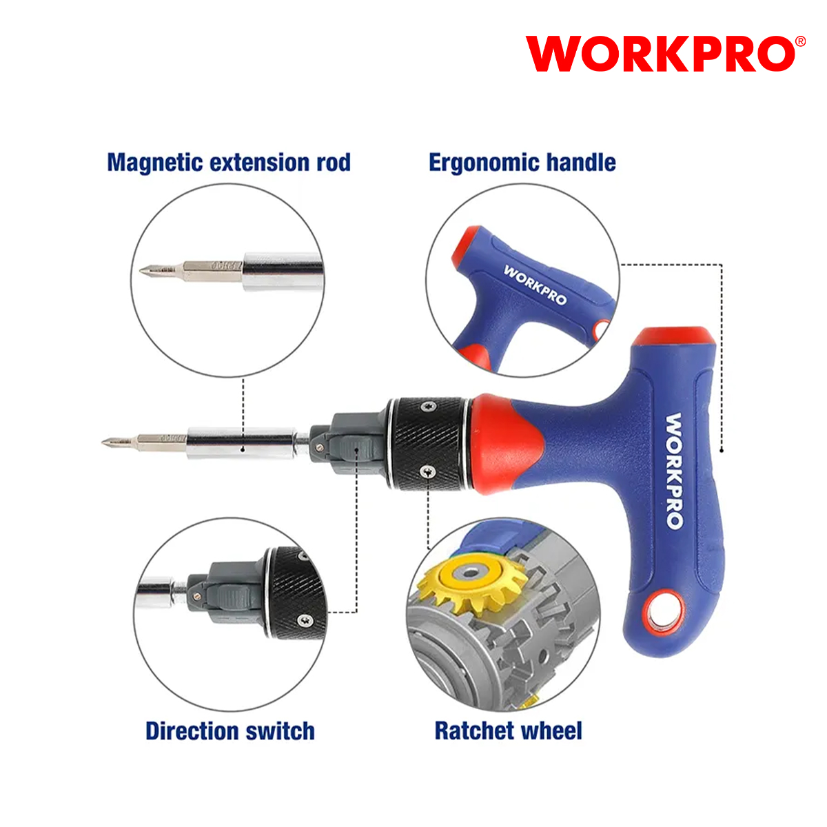 Bộ tua vít cầm tay chữ T Workpro - W021408